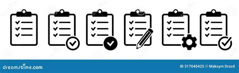Clipboard Icon Checklist With Gear Check Mark And Pencil Stock Vector Illustration Of