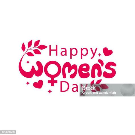 해피 여성의 날 손으로 그린 Lettering 벡터 일러스트 레이 션 와 꽃 와 하트 Icons 여성의 날 스크립트 서예 엽서 포스터 배너 디자인 요소 3월 8일 템플릿