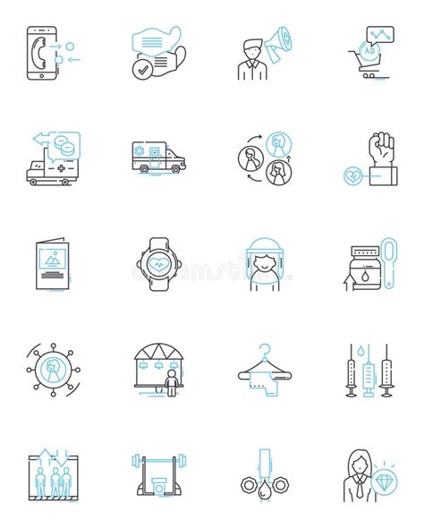 Caller Support Linear Icons Set Assistance Communication Service