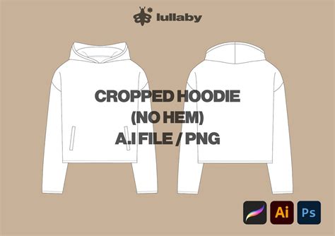 Cropped Hoodie Template Hoodie Mockup Oversize Hoodie Tech Pack Streetwear Vector Illustrator