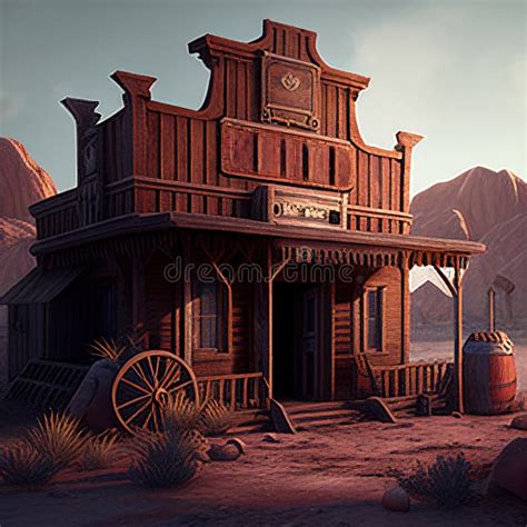 Old Saloon Wild West Town Building Generative Ai Illustration Stock