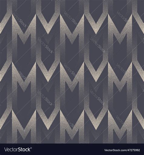 Checkered Chevron Seamless Pattern Dotwork Retro Vector Image
