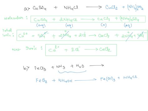 Solved Write Equations Molecular Total Ionic Net Ionic For The