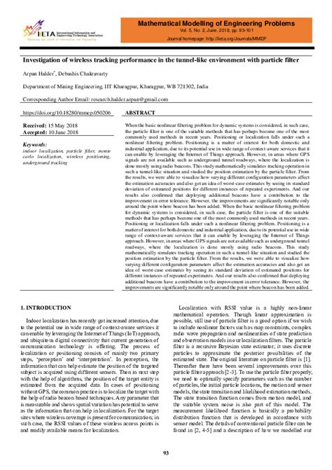 Pdf Investigation Of Wireless Tracking Performance In The Tunnel Like Environment With