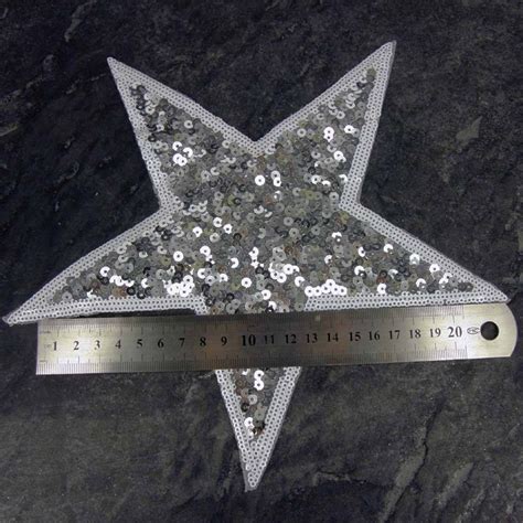 Silver Star Patch Sequin Applique Sew On Small Or Large Etsy