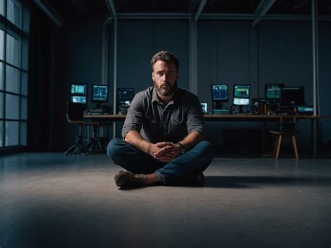 Penetration Tester Sitting With Legs Crossed And One H Premium AI Generated Image