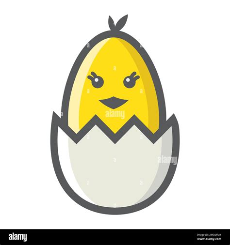 Chick Hatched From An Egg Filled Outline Icon Easter And Holiday Bird