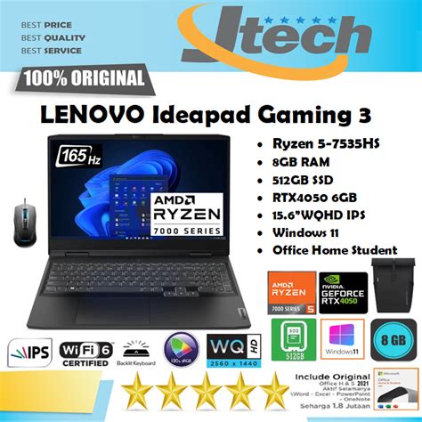 Jual Lenovo Ideapad Gaming Ryzen Hs Gb Gb Ssd Rtx Gb Wqhd Ips