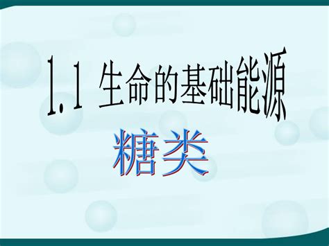 11 生命的基础能源—糖类 课件 1 21世纪教育网