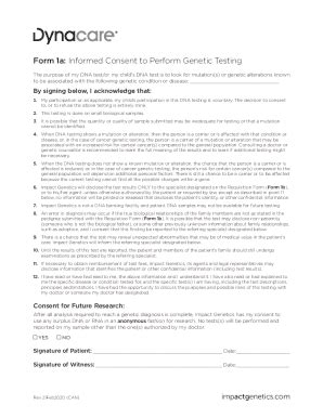 Fillable Online Form A Informed Consent To Perform Genetic Testing Fax Email Print PdfFiller