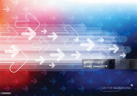 Blue And Red Color Background With Fading White Direction Arrow Pattern High Res Vector Graphic