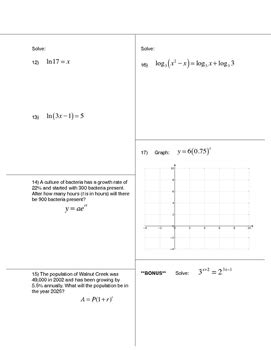 Logarithms And Exponentials Test By Mr Thomas Math Shop TpT