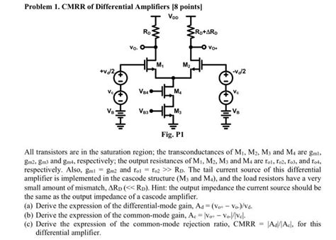 Solved Problem 1 Cmrr Of Differential Amplifiers 8 Points