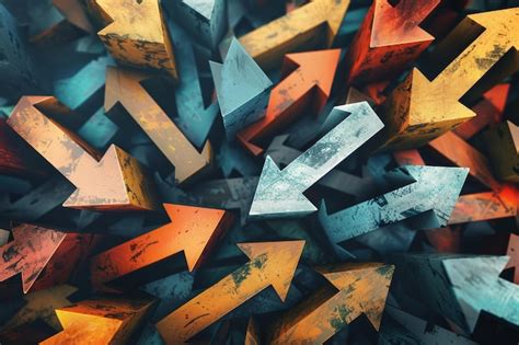 Chaotic Cluster Of Colorful Arrows Pointing In Multiple Directions Premium Ai Generated Image