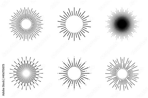 Sunburst Rays Sunburst Vector Icons Rays In Simple Retro Design Sun