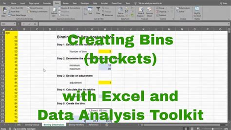 Excel Create Bins Using Data Analysis Toolkit Youtube