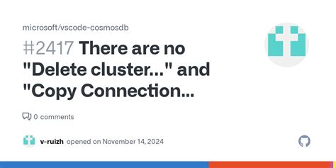There Are No Delete Cluster And Copy Connection String Actions For “azure Cosmos Db For
