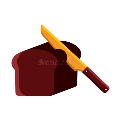 Bread And Knife Vector Illustration Decorative Design Stock Vector