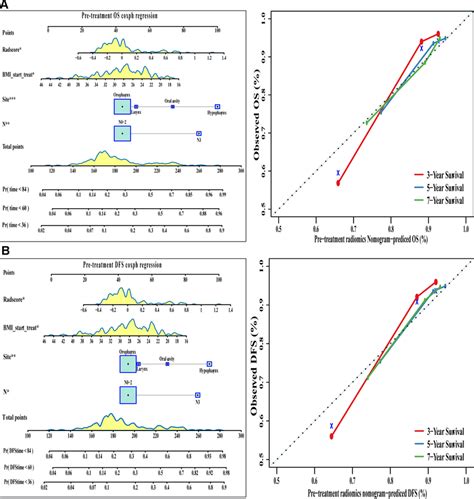 the visualization of os and dfs survival models based on pre treatment