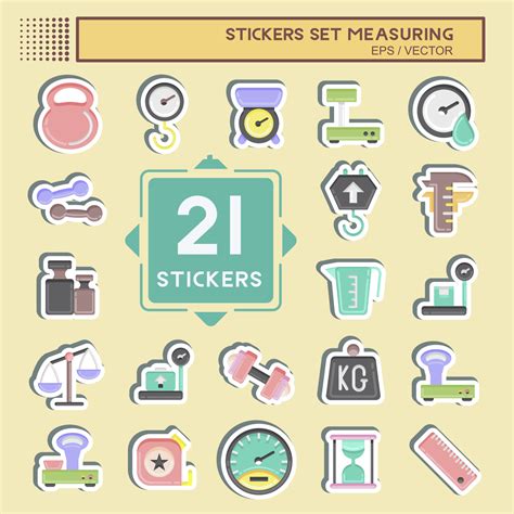 Sticker Set Measuring Suitable For Education Symbol Simple Design Editable Design Template