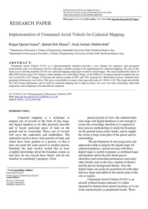 Pdf Implementation Of Unmanned Aerial Vehicle For Cadastral Mapping