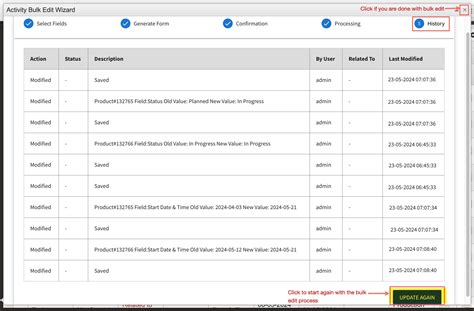 Bulk Edit Activities List View