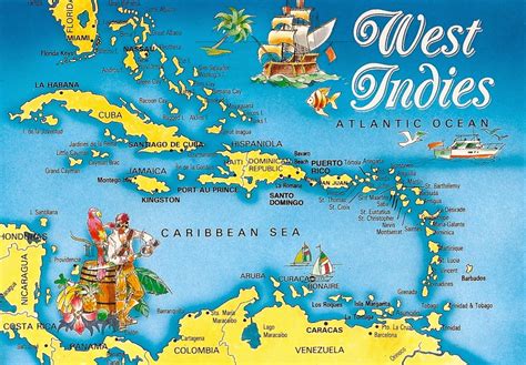 My Favorite Views Caribbean West Indies Map With Pirate