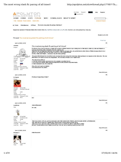 The Most Wrong Slash Fic Pairing Of All Times Pdf Contemporary