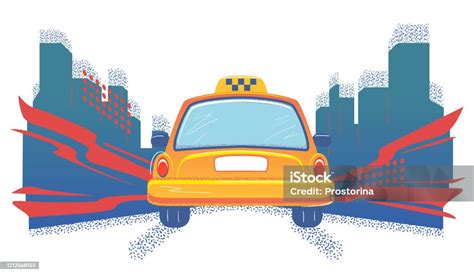 도시 다시 보기에서 택시 택시 흰색 배경에 플랫 배너 템플릿입니다 번호의 빈 공간입니다 노란색 자동차 벡터 그림입니다 격리된 운송 서비스 표지판입니다 후방 보기 개념 등에