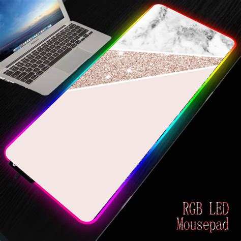 Mairuige White Pink Marble Gaming Rgb Mouse Pad Co Grandado