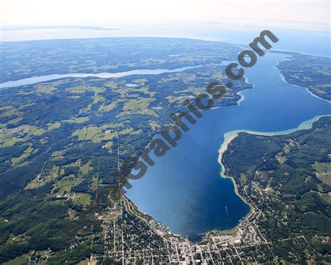 Lake Charlevoix Looking West In Charlevoix County Mi Aerial Graphics