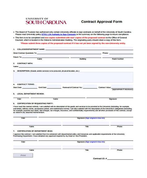 Contract Approval Form Template Contract Forms In Pdf Williamson Ga Us