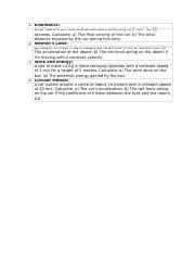 Physics Practice Problems Kinematics Newton S Laws Work And Course Hero