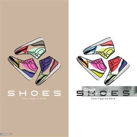 스니커즈 슈 로고 디자인 트렌드 유스 신발의 벡터 일러스트레이션 심플한 펑키 컨셉 0명에 대한 스톡 벡터 아트 및 기타 이미지