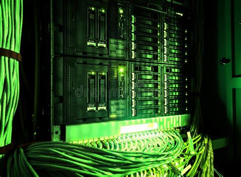 Network Switch And Utp Ethernet Cables Close Up In The Server Room Stock Image Image Of