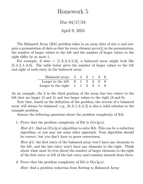Solved April 9 2024the Balanced Array Ba ﻿problem Takes