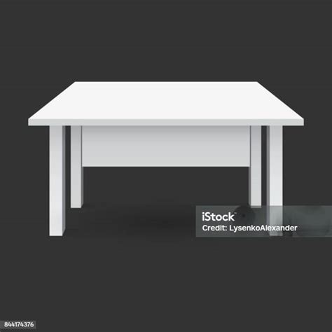 벡터 개체 프레 젠 테이 션에 대 한 3 차원 테이블 빈 흰색 가기 테이블 검은 배경에 고립입니다 3차원 형태에 대한 스톡 벡터 아트 및 기타 이미지 Istock