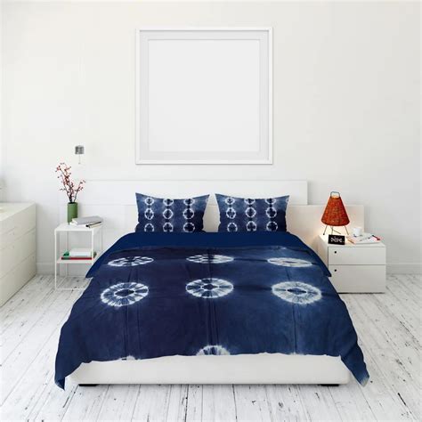 Cotton Indigo Shibori Dyeing Tie Dye Duvet Cover Bedroom Relaxation At
