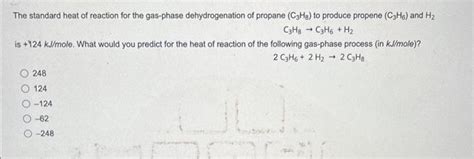 Solved The Standard Heat Of Reaction For The Gas Phase