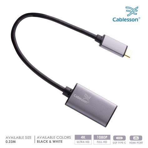Cablesson Usb Type C Male To Hdmi Female Adapter With Aluminum Shells M K Hz Black