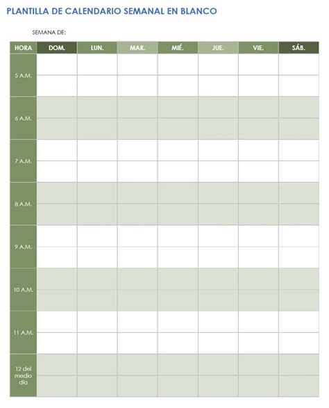 Plantilla De Planificador Semanal Para Niños