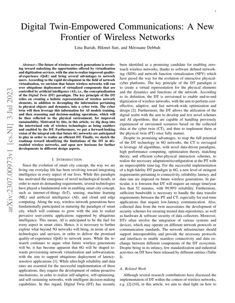Pdf Digital Twin Empowered Communications A New Frontier Of Wireless Networks
