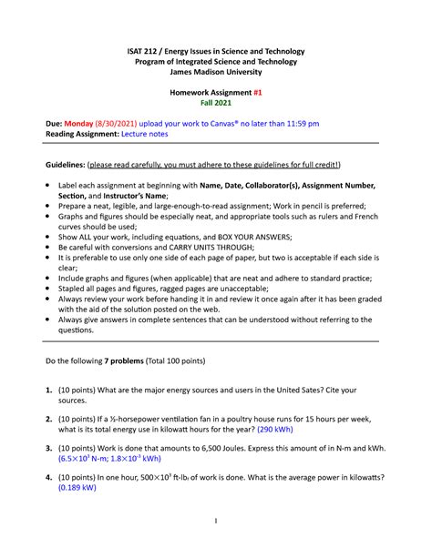 Isat 212 Fall 2021 Hw 01 Assignment 2 Isat 212 Energy Issues In Science And Technology