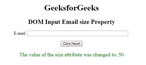 html dom entrée taille de l e mail propriété stacklima