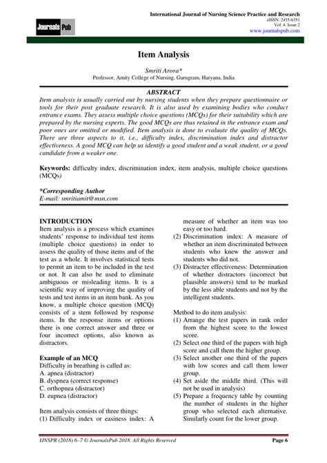 Pdf Item Analysis
