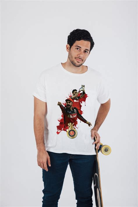 Men Printed Round Neck Polyester Rcb Classic White Fan Cool Textiles
