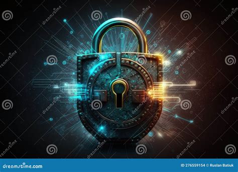 Cybersecurity Padlock Digital Lock On Technology Network Data Protection Cyber Securitym