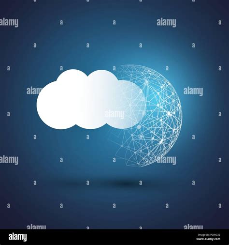 Cloud Computing Design Concept Digital Network Connections Technology Background With Globe