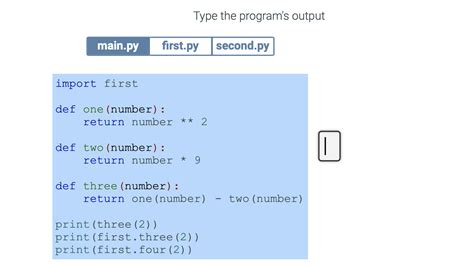Solved Type The Program S Output Main Py First Py Second Py Chegg