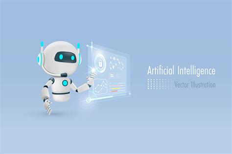 Ai 채팅 로봇 분석 비즈니스 그래프 차트 인공지능 봇 혁신 기술은 빅데이터를 정의하고 스마트 솔루션을 개발합니다 3d 벡터 3차원 형태에 대한 스톡 벡터 아트 및 기타